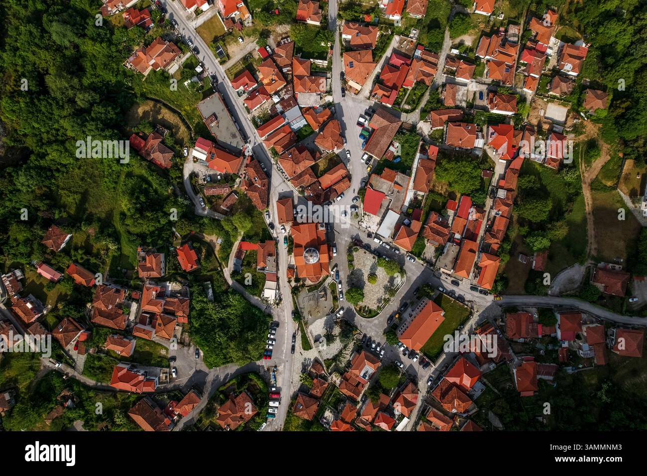 Aerial view of Kalabaka town in Meteora, Thessaly, Greece Stock Photo ...