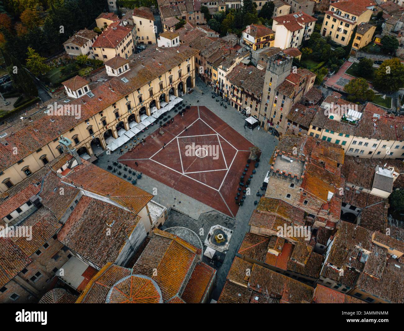 Aerial view of historic old town with beautiful terracotta rooftops and ...