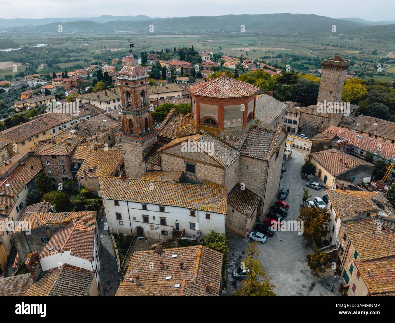Aerial view of picturesque medieval village with charming rooftops and ...