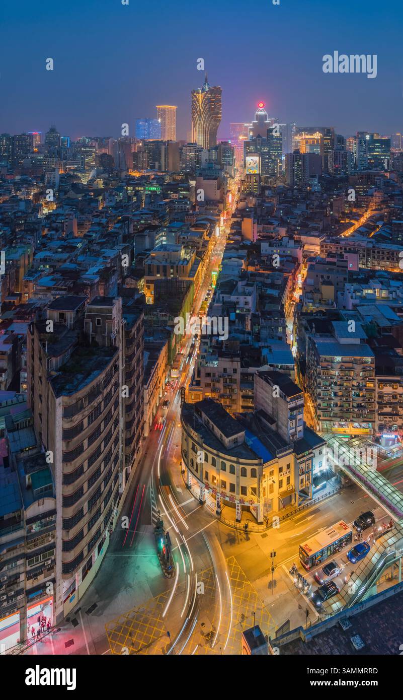 Aerial view of Macau skyline at night, China Stock Photo - Alamy