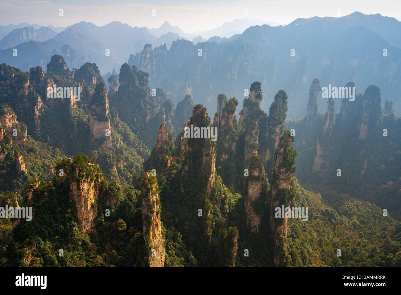 Aerial View Of Zhangjiajie National Forest Park At Sunset On Avatar