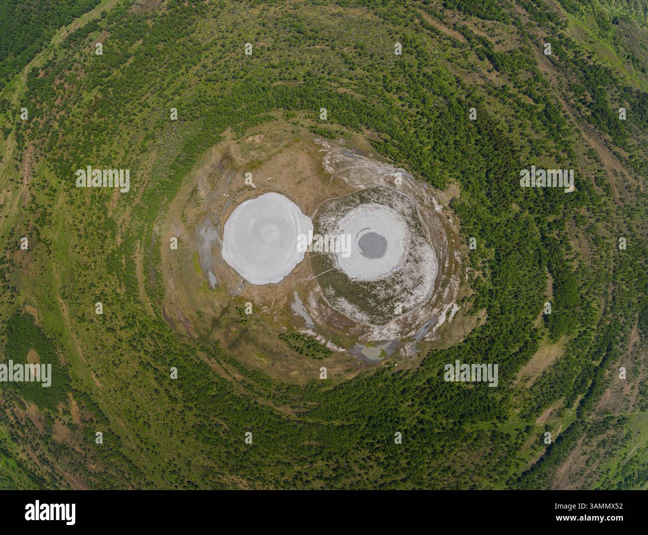 Aerial view of Sakhalin Island with craters and volcano, Makarov ...