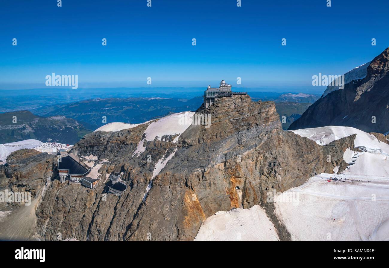 aerial view of Swiss Alps, Jungfraujoch Sphinx Observatory, Lauterbrunnen, Switzerland Stock ...