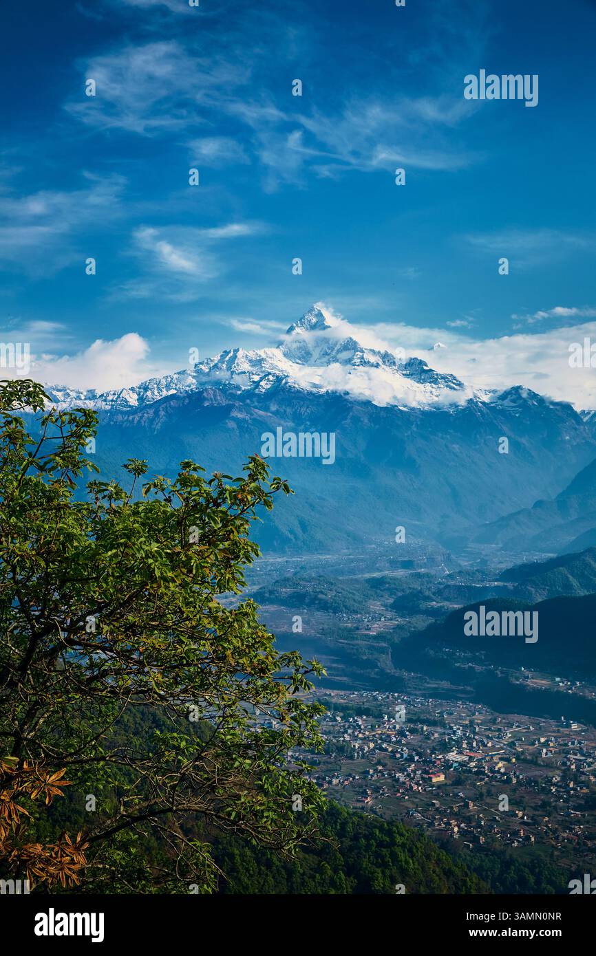 Machhapuchhre (Fishtail) mountain in Himalayas, Pokhara Nepal Stock ...