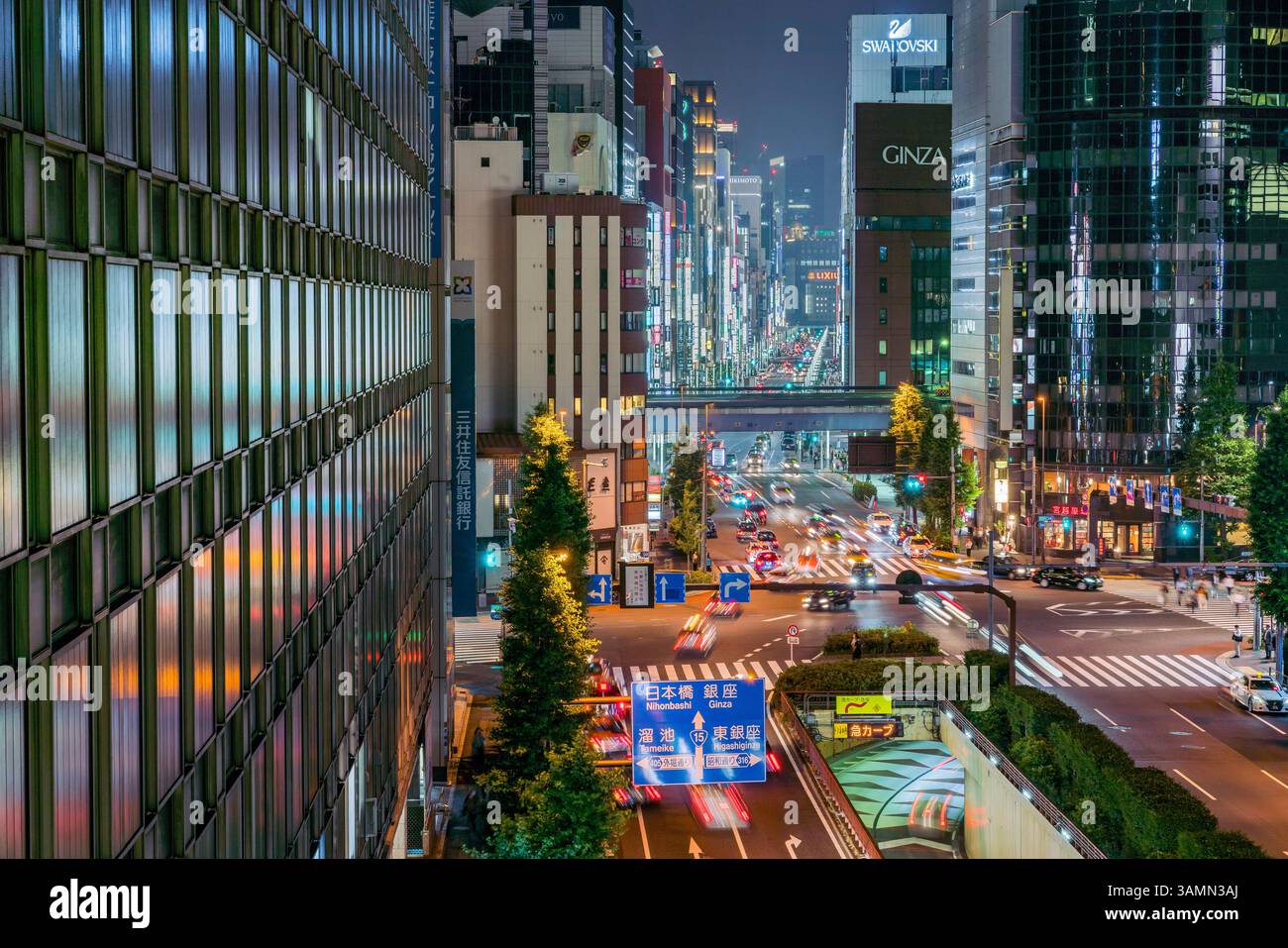 Tokyo, Japan - 29 May 2018: Aerial view of Tokyo downtown with lights ...