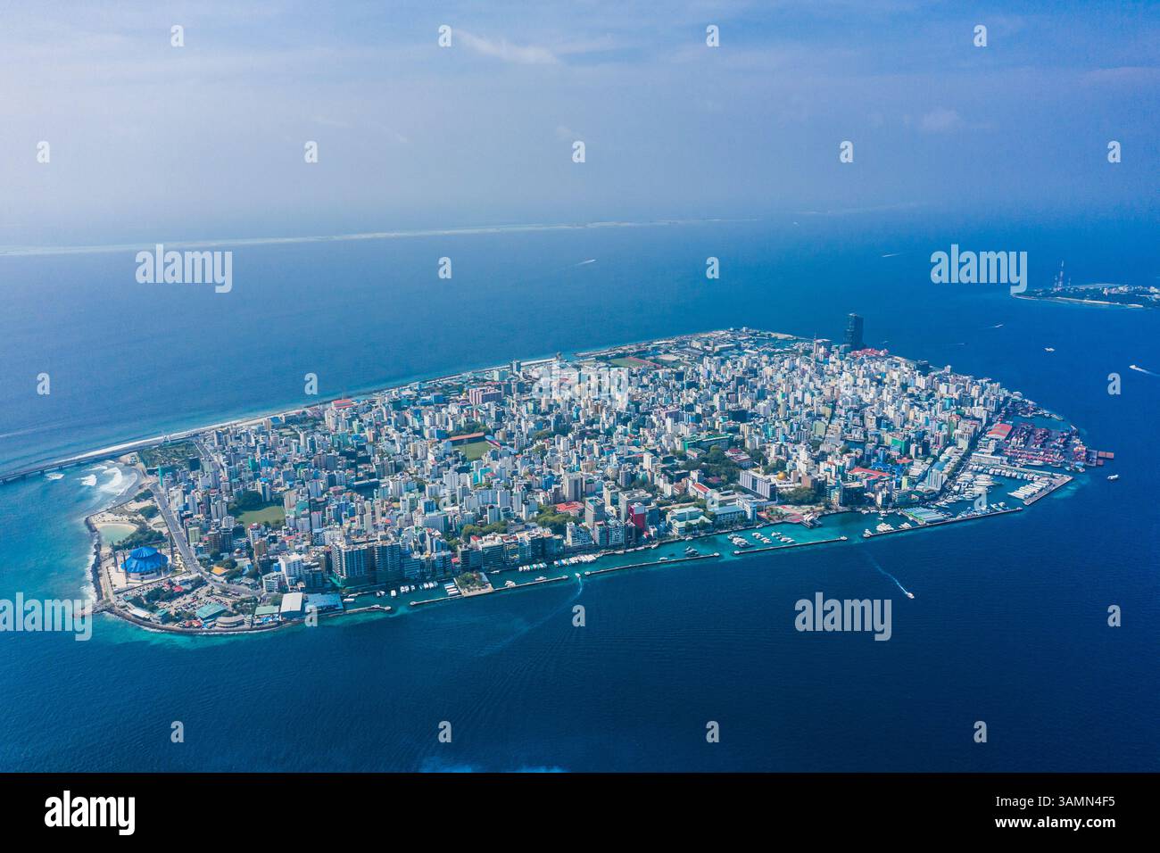 Aerial view of Malè, one of the biggest town on Maldives archipelagos ...