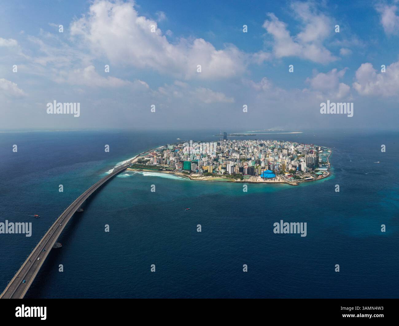 Aerial view of Malè, one of the biggest town on Maldives archipelagos ...