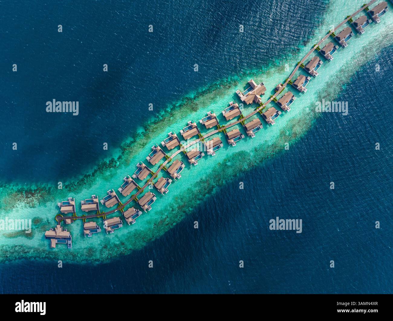 Aerial view of Ithaafushi Island, a private island on Maldives ...