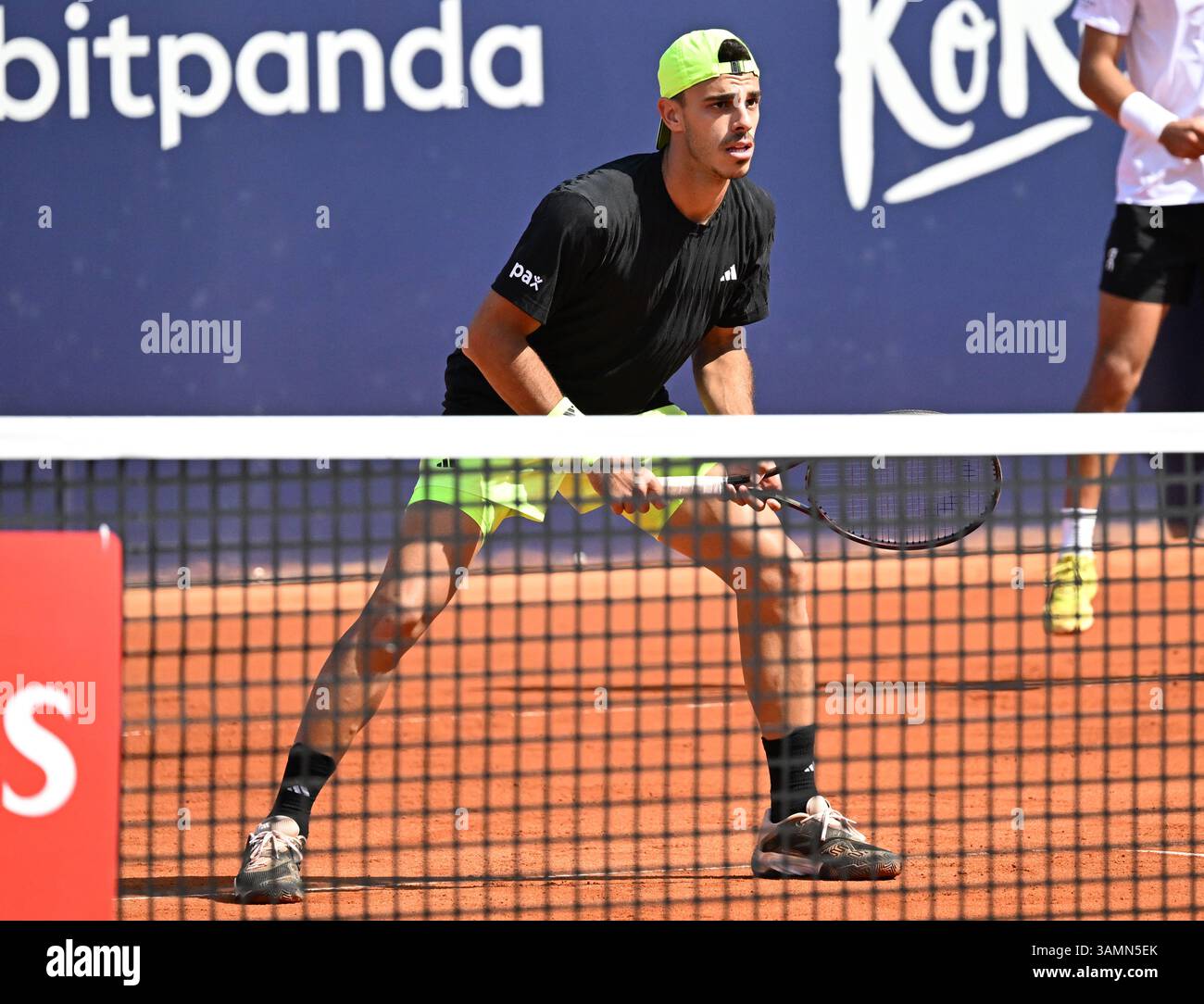 14 April 2025, Bavaria, Munich: Tennis: ATP Tour - Munich, doubles, men, 1st round. Francisco ...
