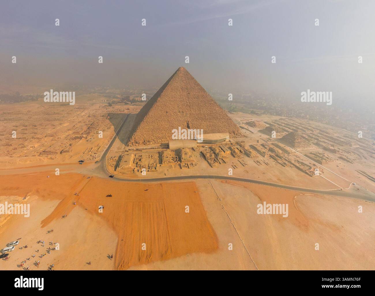 Aerial view of The Great Pyramid of Giza, Largest of Egyptian pyramids in a complex, Egypt Stock ...
