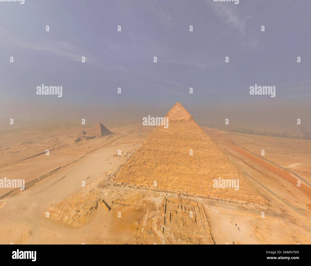 Aerial view of The Great Pyramid of Giza, Largest of Egyptian pyramids in a complex, Egypt Stock ...