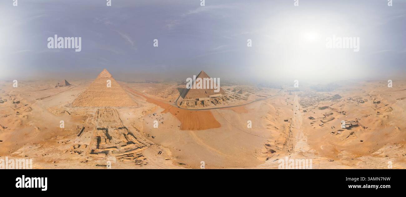 Aerial view of The Great Pyramid of Giza, Largest of Egyptian pyramids ...