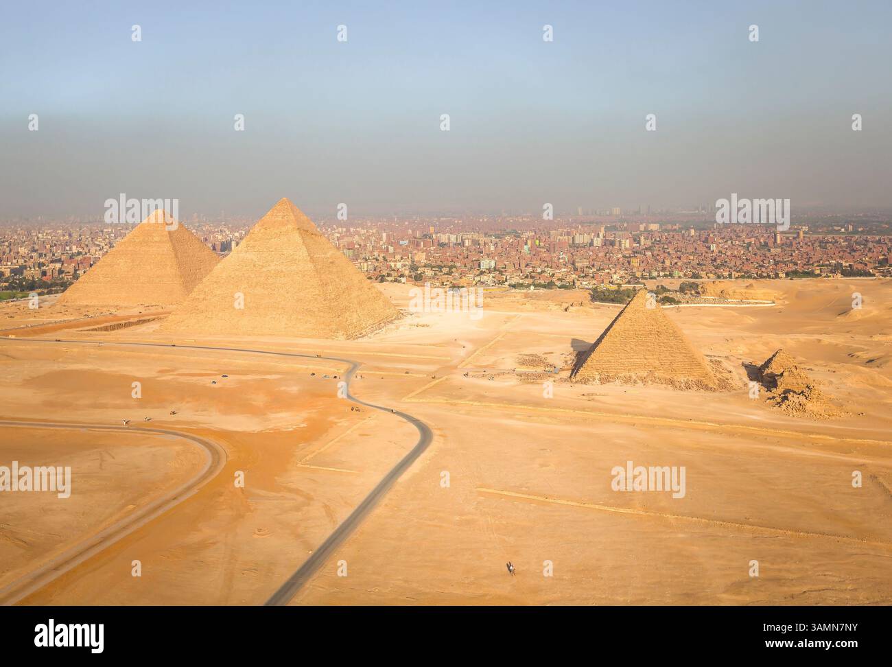 Aerial view of The Great Pyramid of Giza, Largest of Egyptian pyramids ...