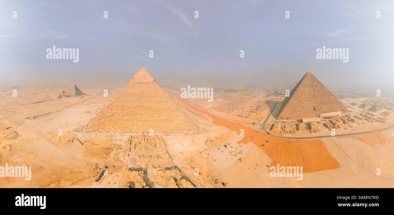 Aerial view of The Great Pyramid of Giza, Largest of Egyptian pyramids ...