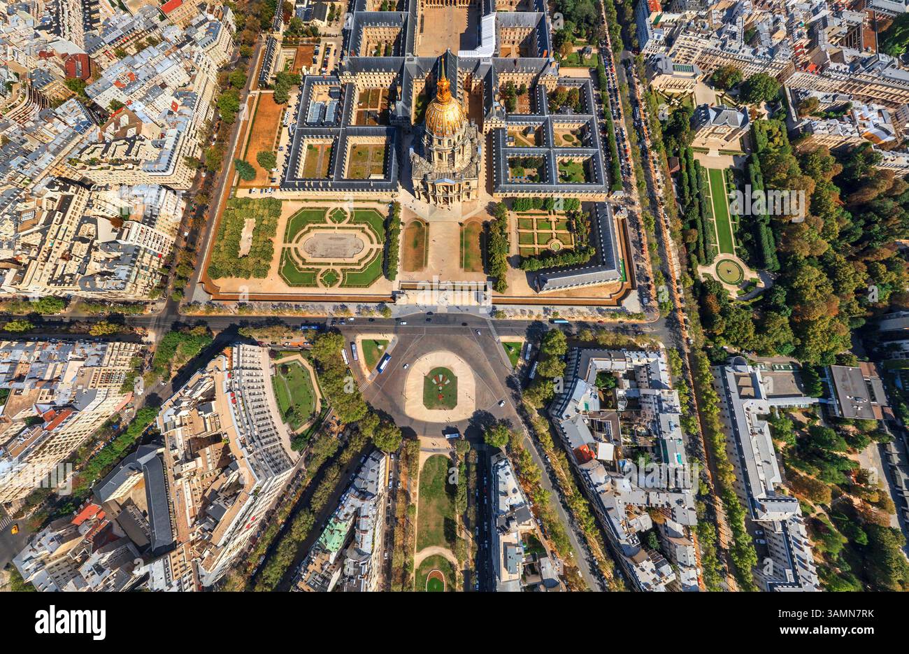 Panoramic aerial view of Les Invalides museum in Paris, France Stock ...