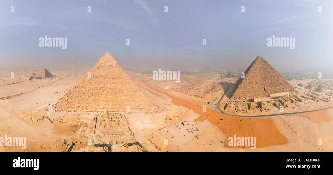 Aerial view of The Great Pyramid of Giza, Largest of Egyptian pyramids ...