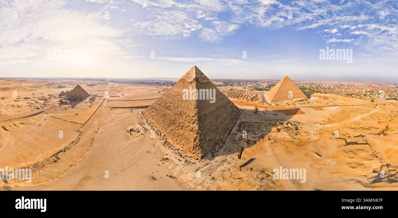 Aerial view of The Great Pyramid of Giza, Largest of Egyptian pyramids ...