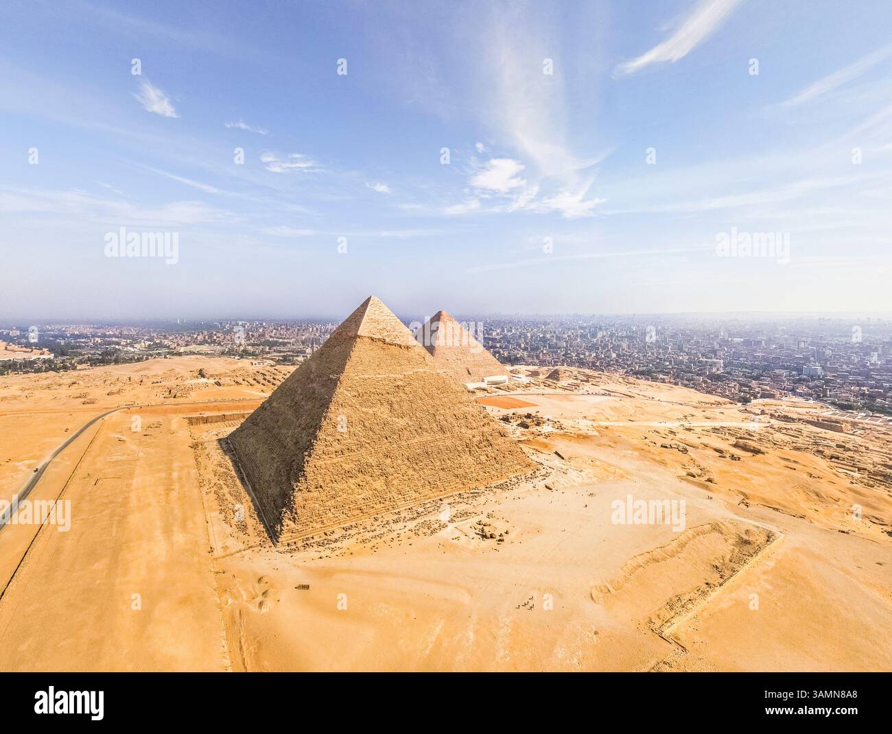 Aerial view of The Great Pyramid of Giza, Largest of Egyptian pyramids in a complex, Egypt Stock ...