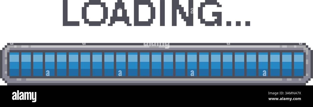 Pixel art 8 bit loading bar indicator. Retro styled game design interface Stock Vector Image ...