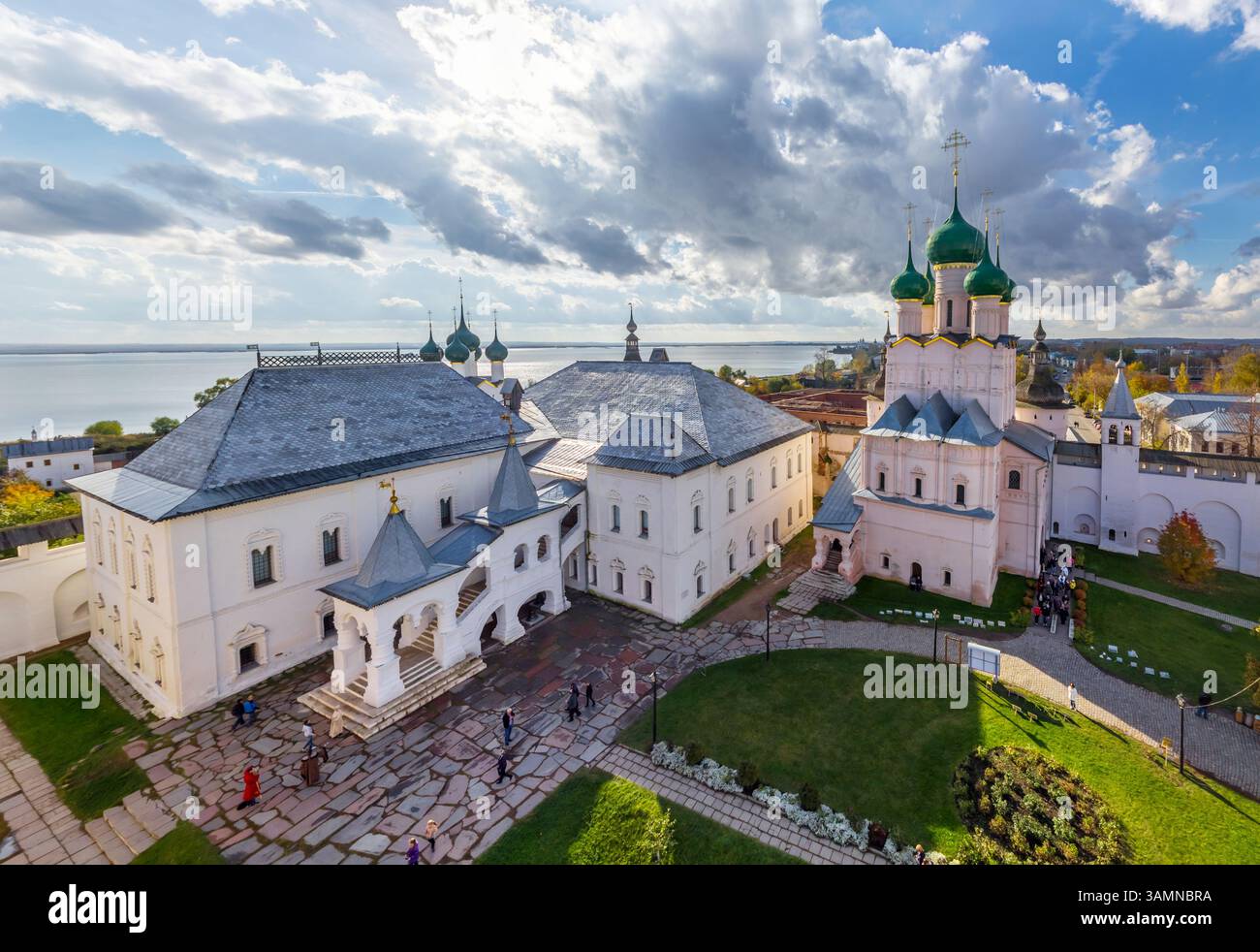 Aerial view of Saint John the Apostle Church, Rostov the Great, Golden ...