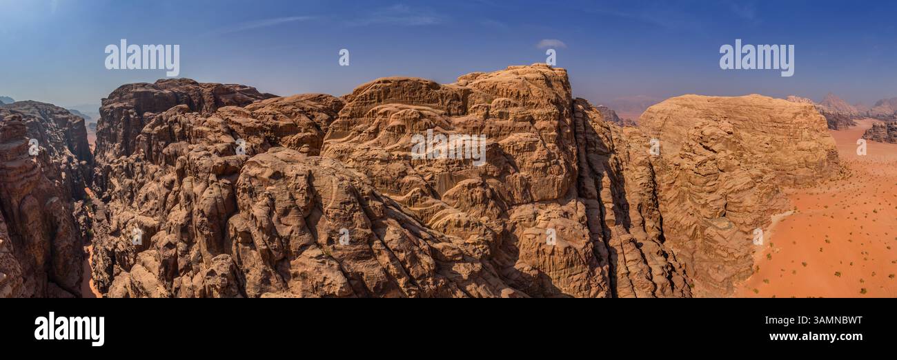 Panoramic aerial view of rocks, Wadi Rum Desert, Jordan Stock Photo - Alamy