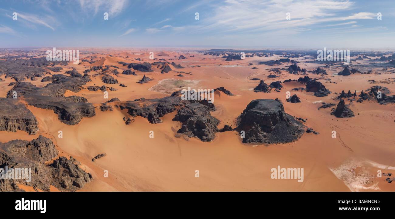 Panoramic aerial view of rocks in Tadrart, Sahara Desert, Algeria Stock ...