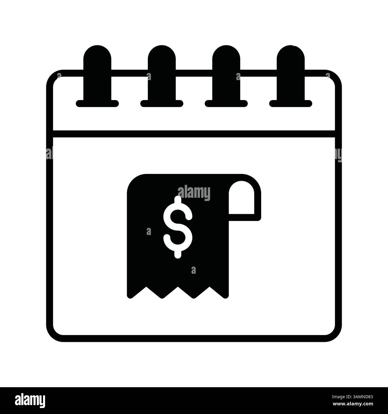 Receipt on calendar denoting concept icon of bill paying, ready to use ...