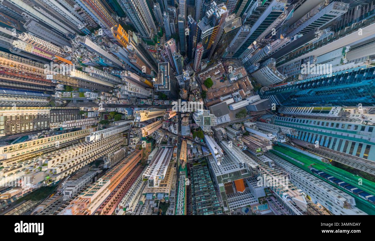 Aerial view above Hong Kong downtown Stock Photo - Alamy