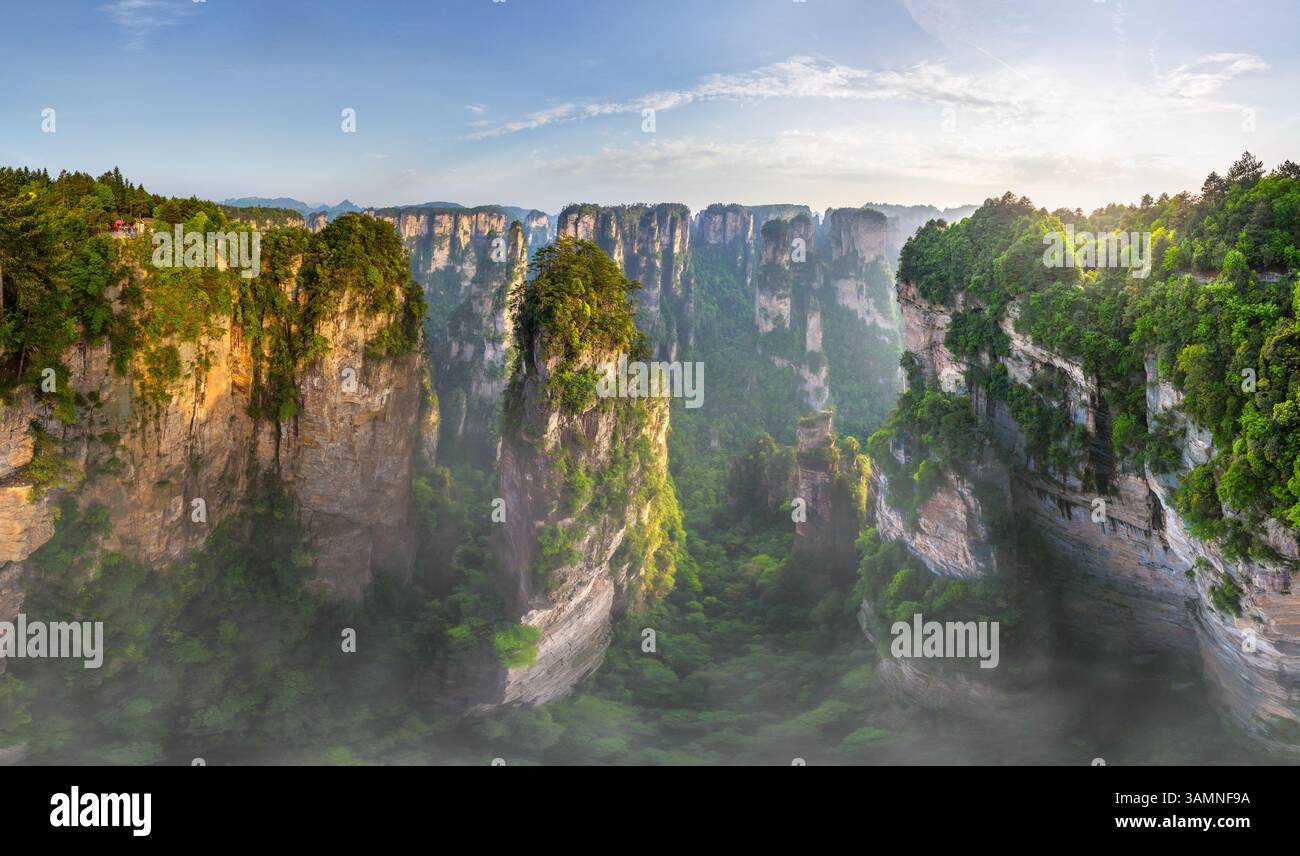 Aerial view of Avatar Mountains, Zhangjiajie National Forest Park ...