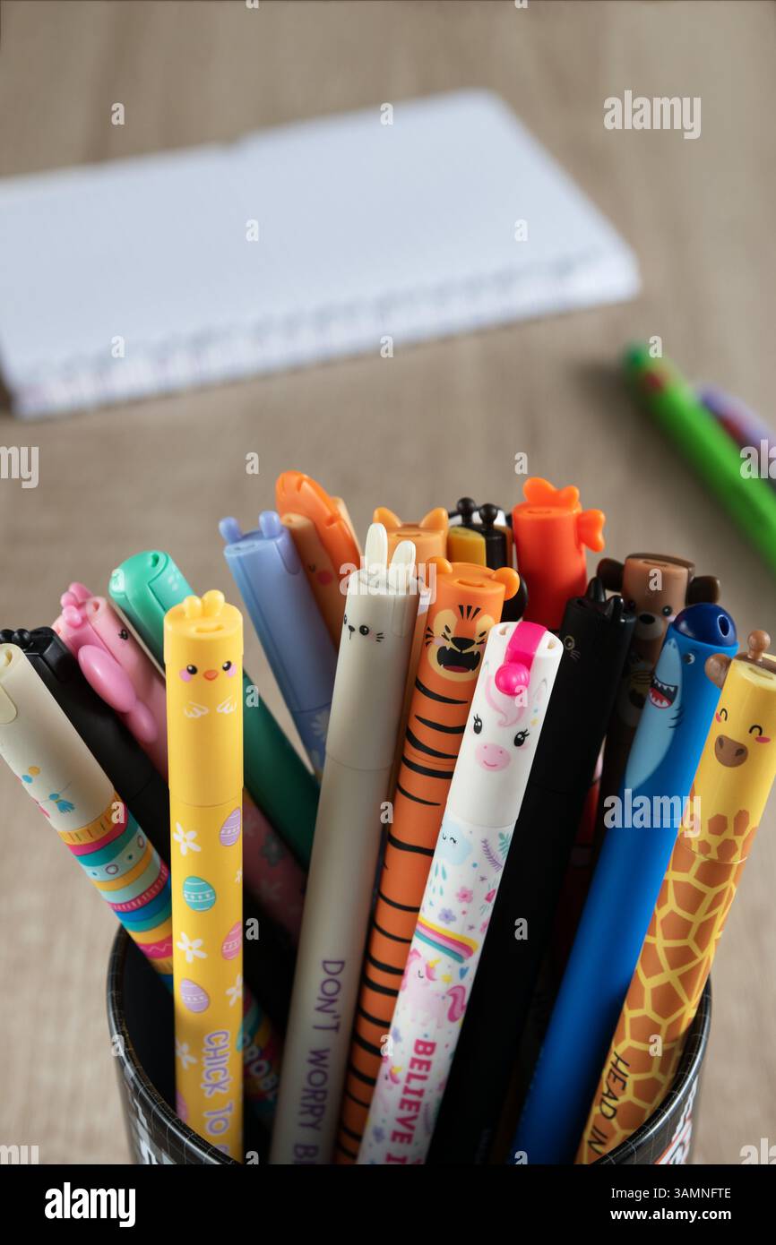 Famous erasable gel colored pens from Legami Milano Stock Photo - Alamy