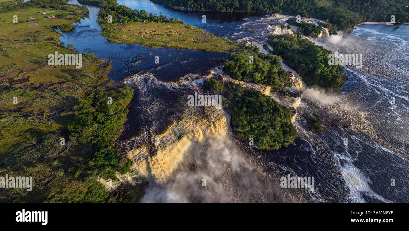 Aerial view above of Hacha Waterfall, Venezuela Stock Photo - Alamy