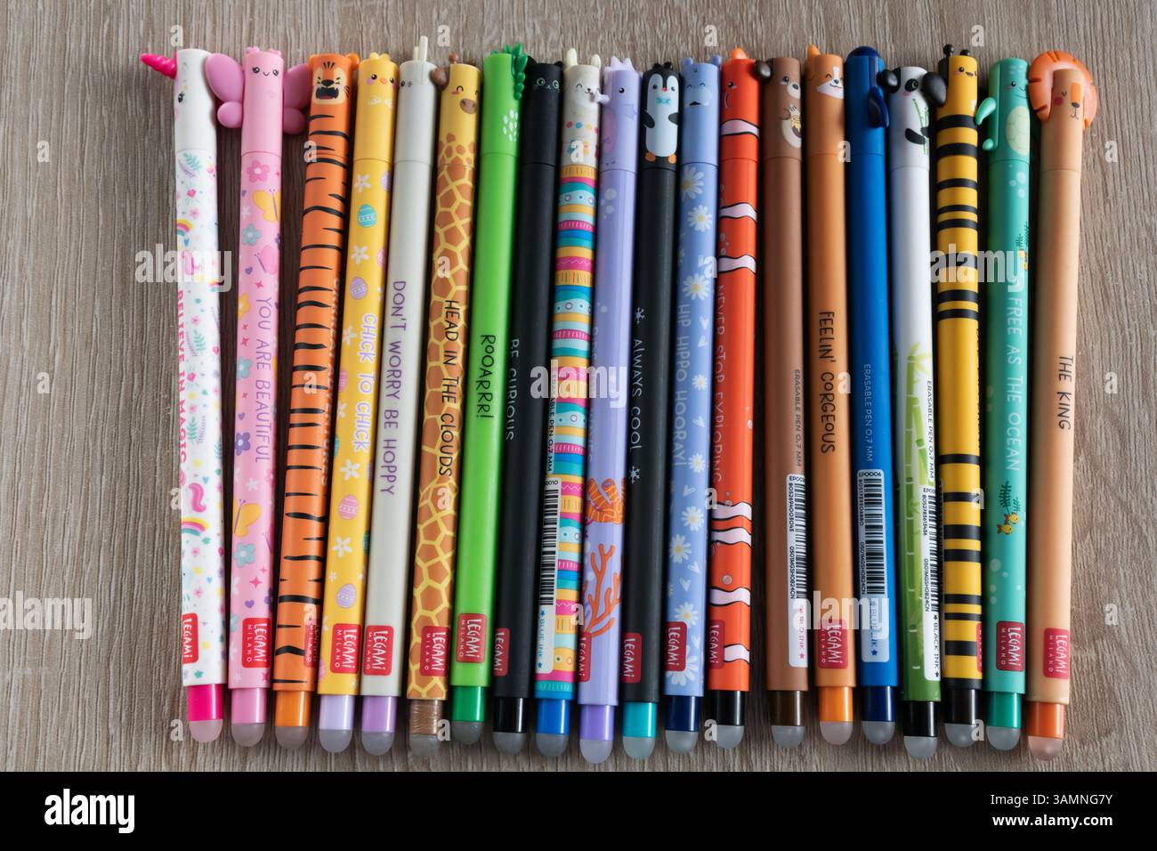 Famous erasable gel colored pens from Legami Milano Stock Photo - Alamy