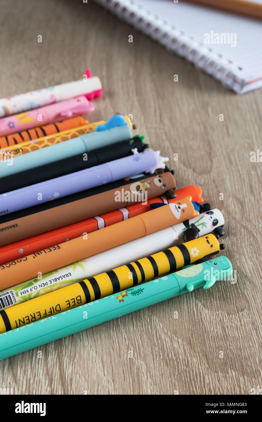 Famous erasable gel colored pens from Legami Milano Stock Photo - Alamy