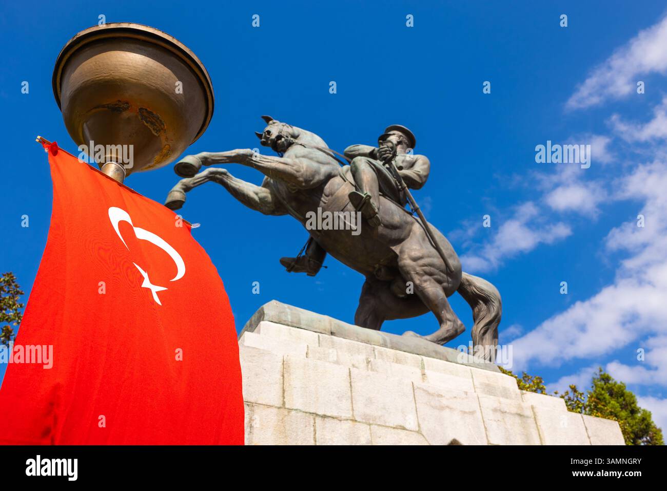 Ataturk Monument with Turkish Flag. Statue of Honor or Onur Aniti. 19 ...