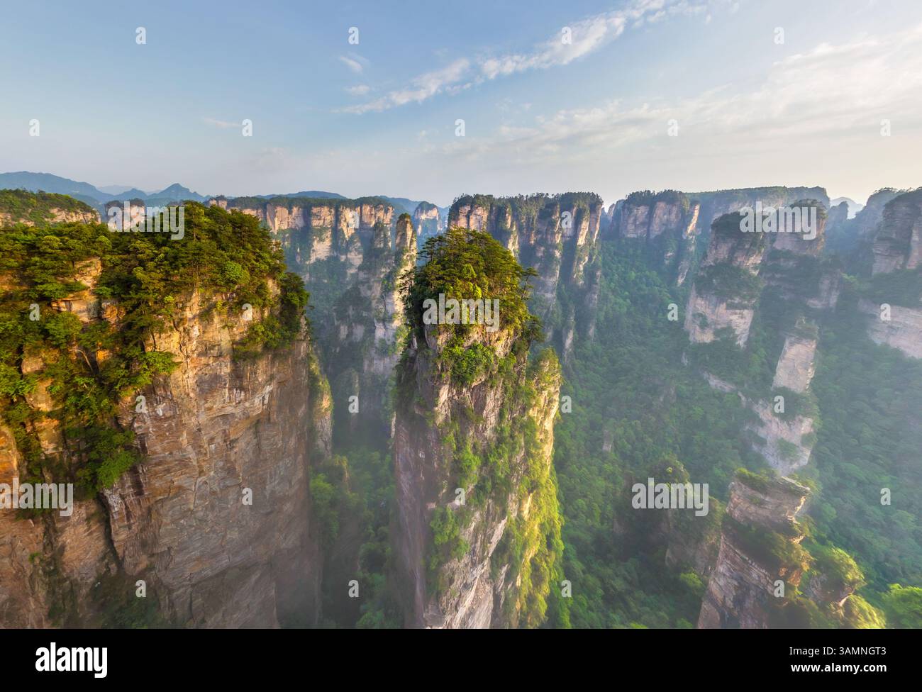 Aerial view of Avatar Mountains, Zhangjiajie National Forest Park ...