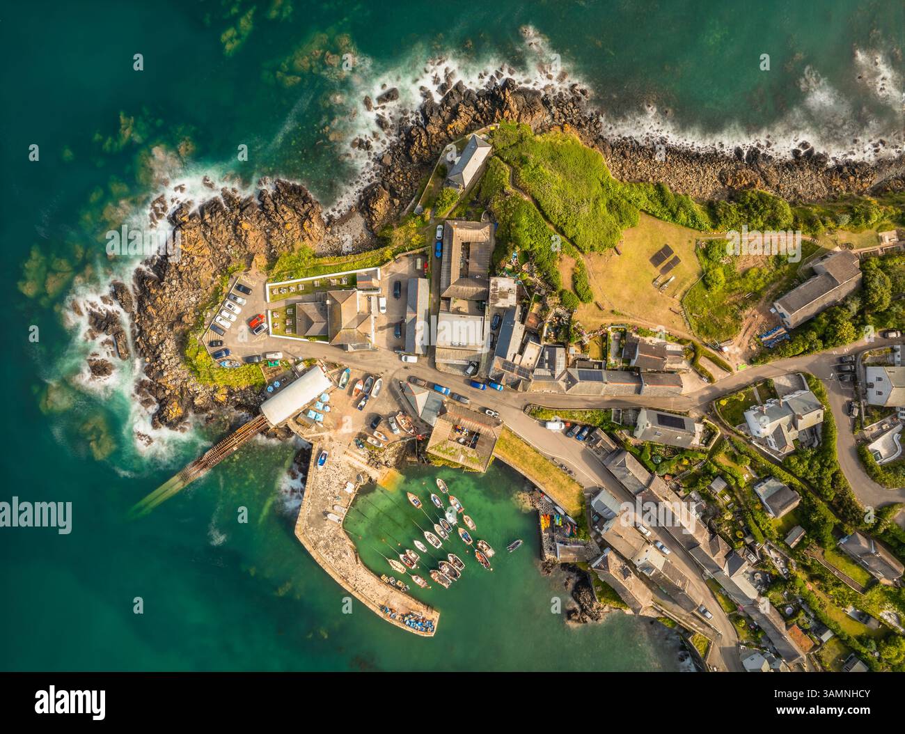 A top down view of Coverack Harbour Stock Photo - Alamy