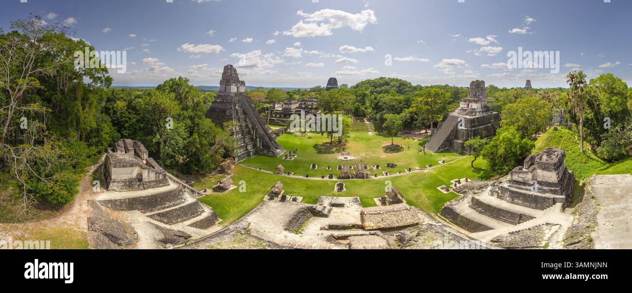 Aerial view of Maya Pyramids, Tikal, Guatemala Stock Photo - Alamy