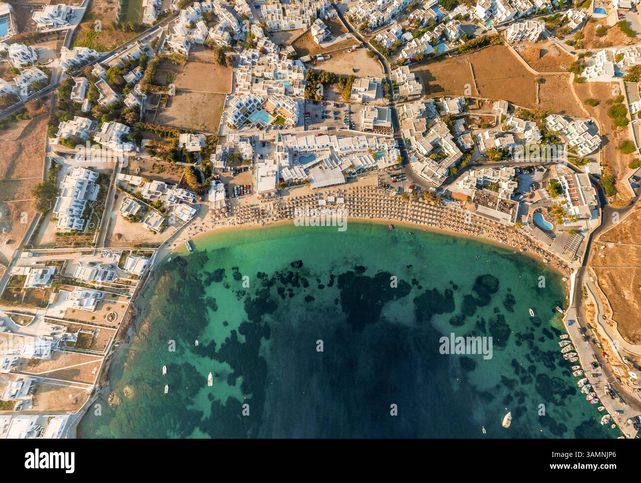 Aerial view above of Mykonos Island, Greece Stock Photo - Alamy