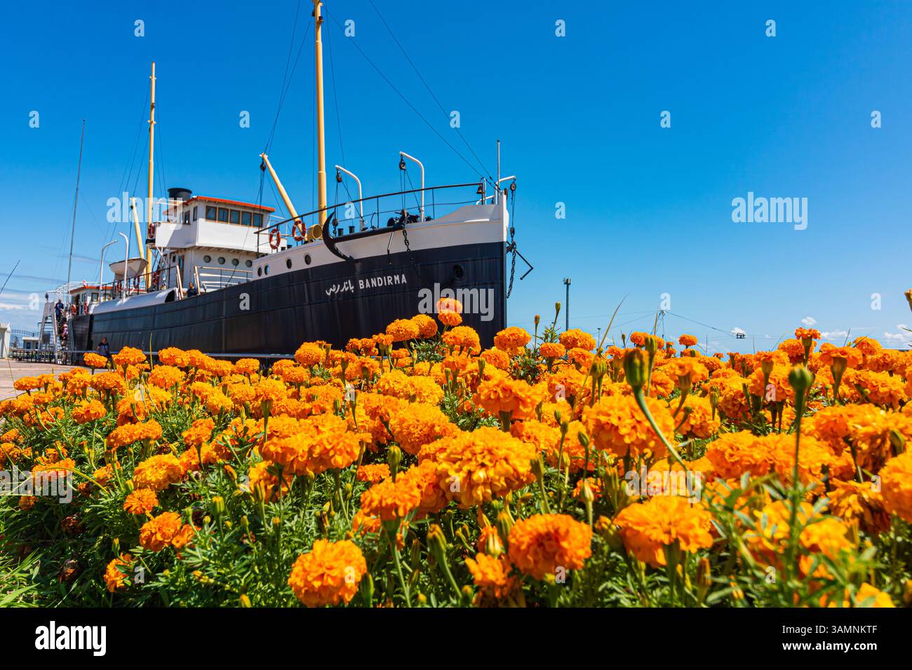 SS Bandirma or Bandirma Vapuru with flowers. May 19 commemoration of ...