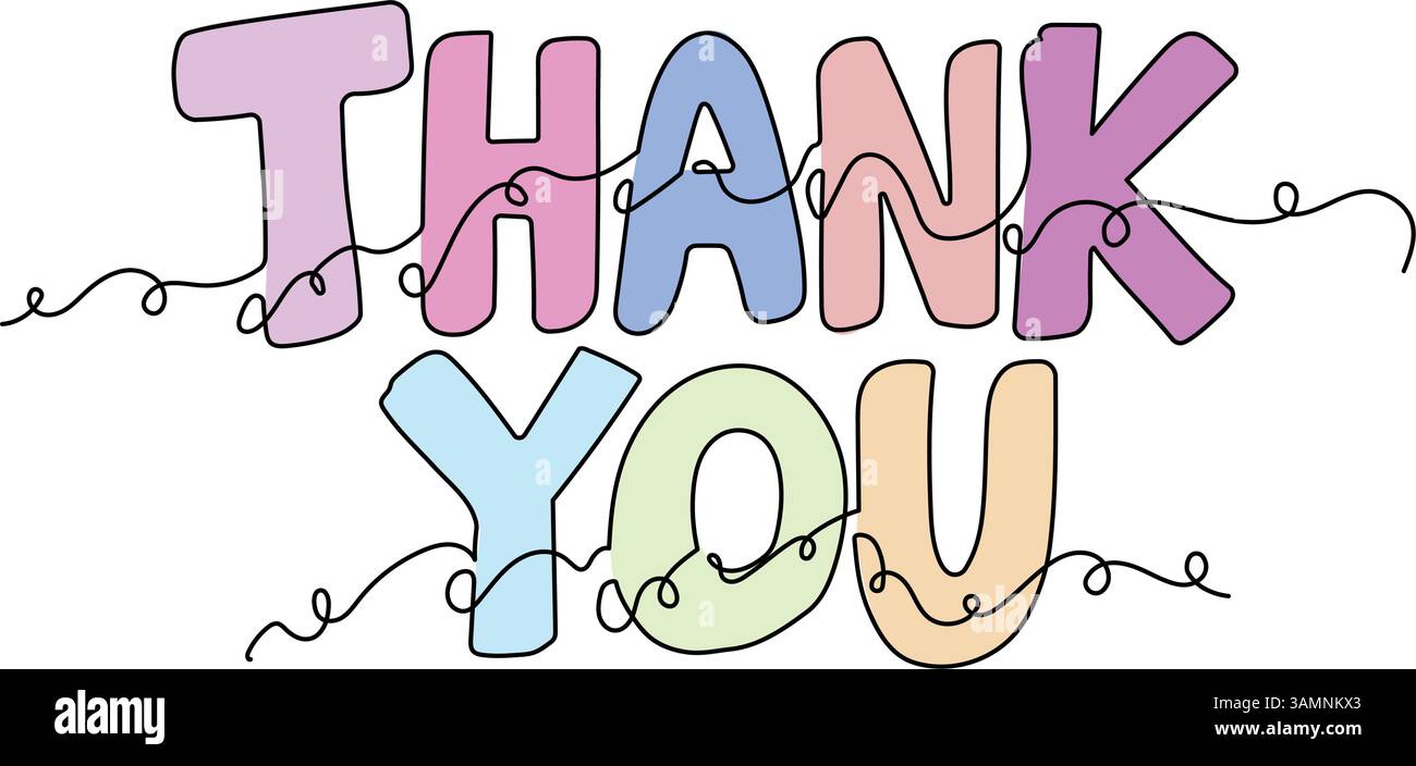 Thank You Word Art Line Drawing Stock Vector Image & Art - Alamy