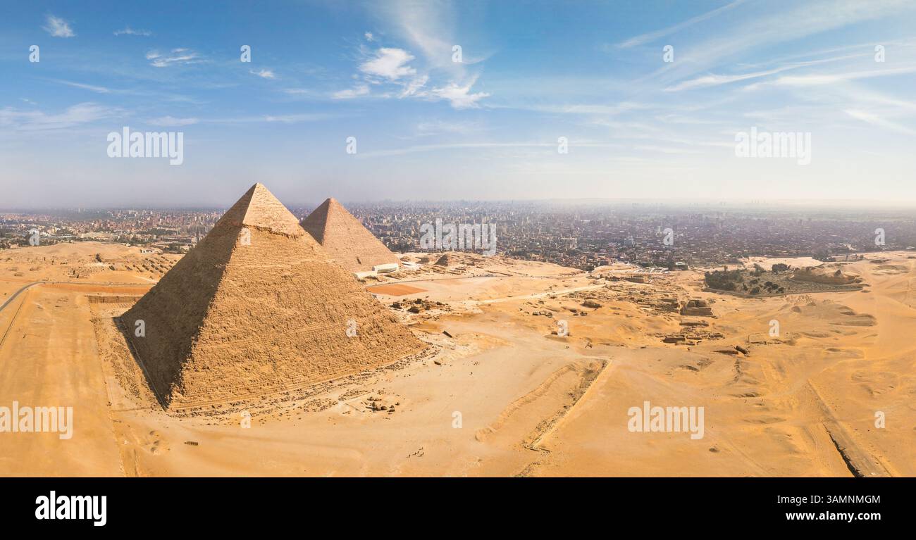 Aerial view of the Great Pyramids of Giza in Egypt Stock Photo - Alamy