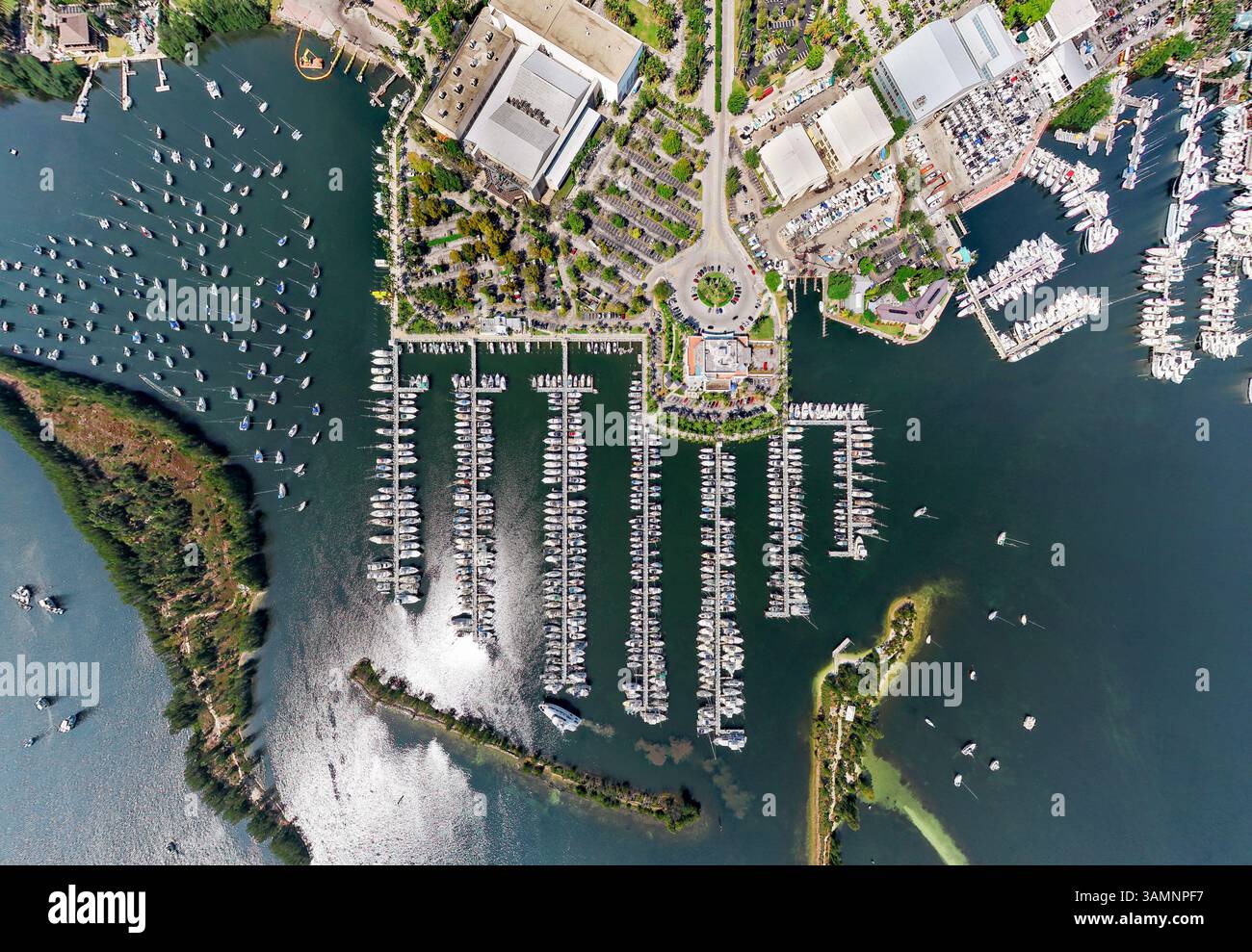 Aerial view above Miami marina, Florida, USA Stock Photo - Alamy