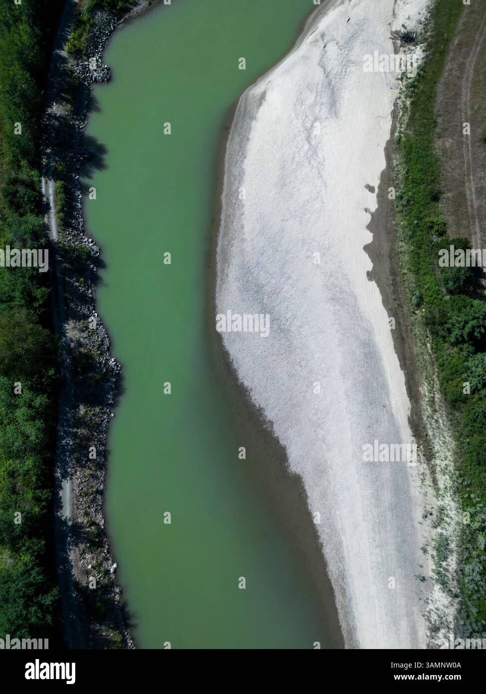 Aerial view of the abstract patterns of North Thomson River amidst a ...