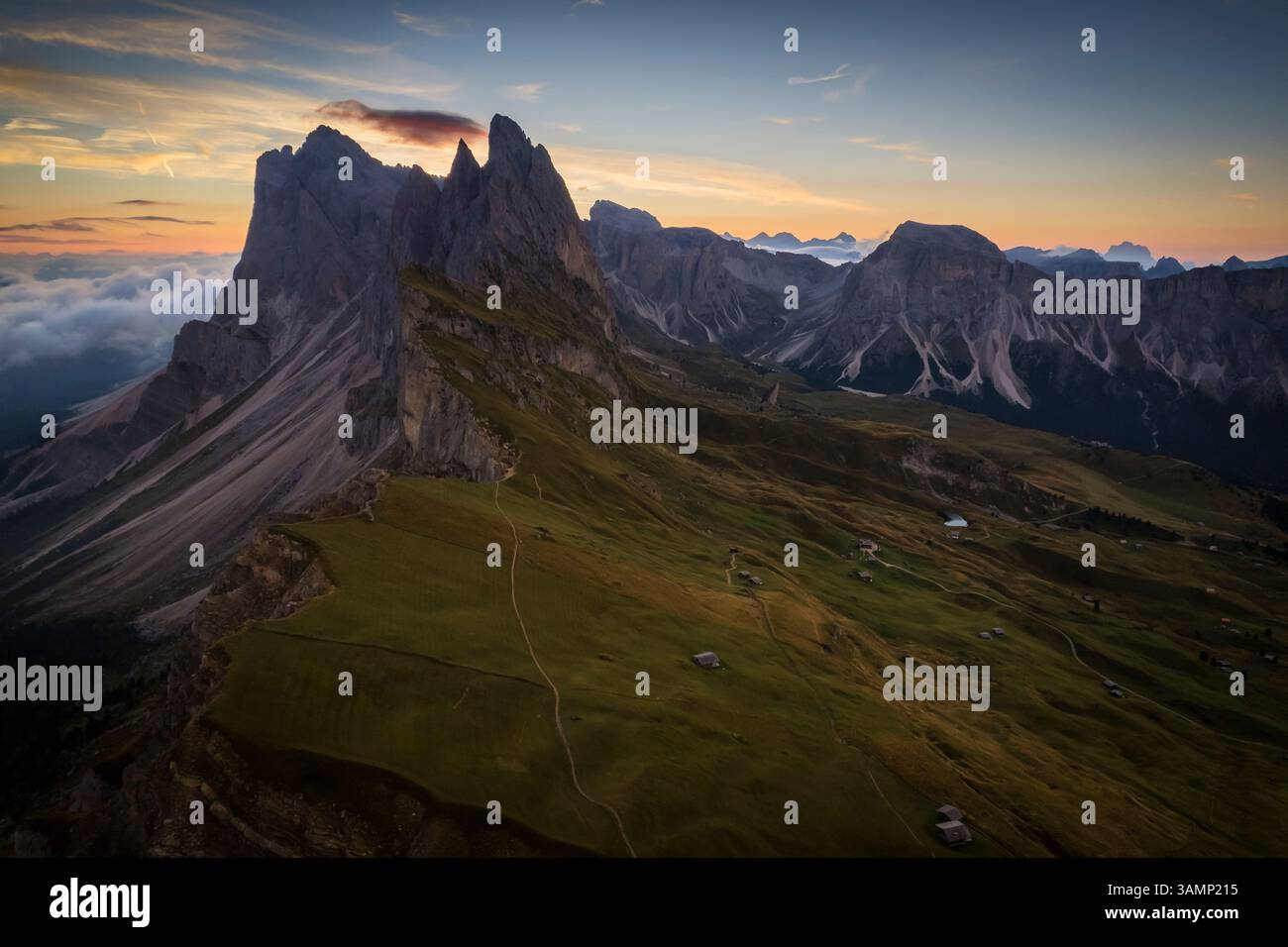 Aerial view above seceda mountain hi-res stock photography and images ...