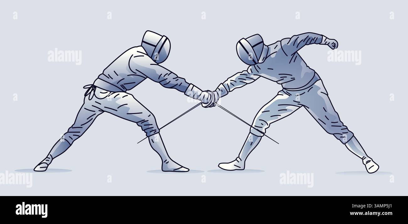 Fencing duel concept two fencers engaging in combat dynamic pose ...