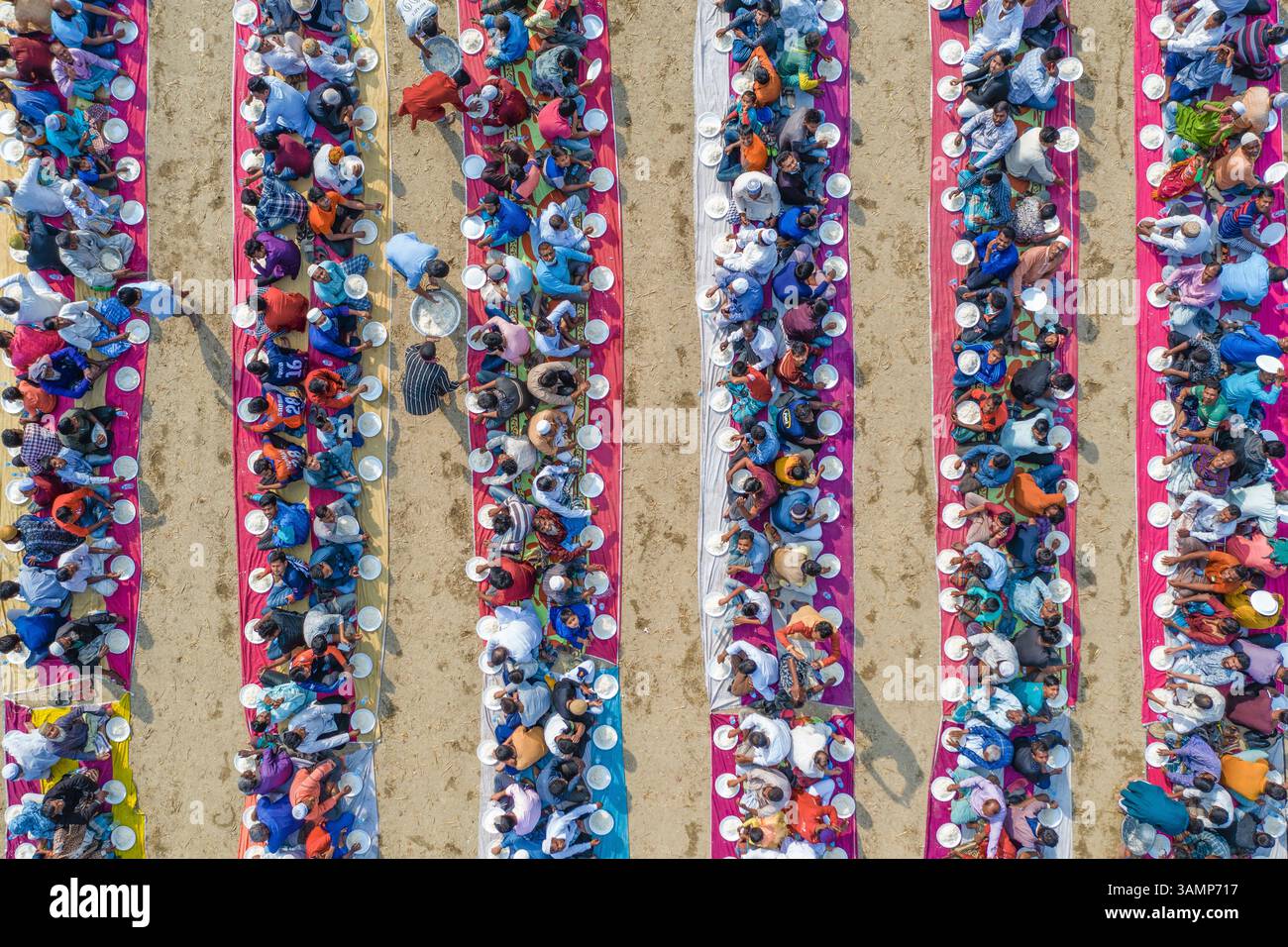 Aerial view of a vibrant majlis public food offering with colorful ...