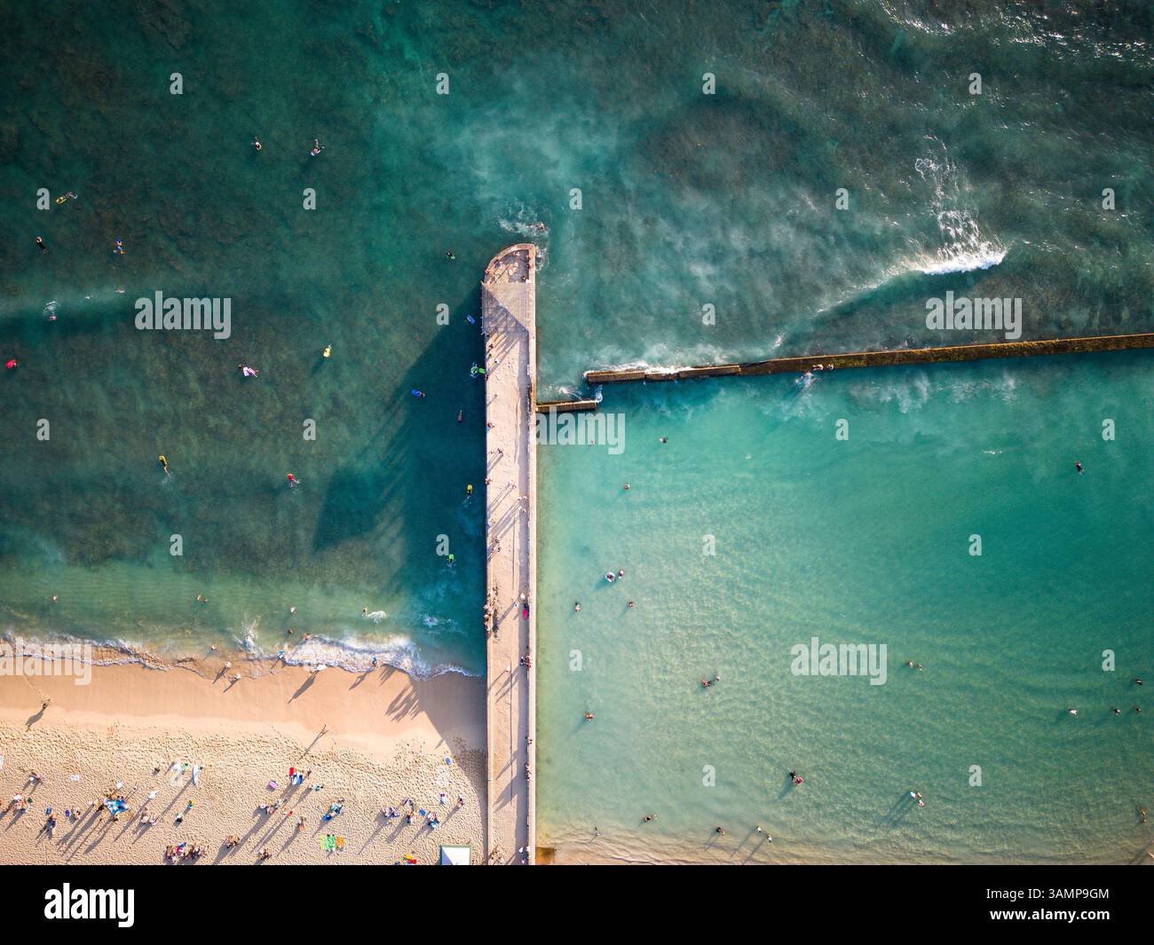 Aerial View of Waikiki Walkway in Queens Beach, Honolulu, Hawaii, USA ...