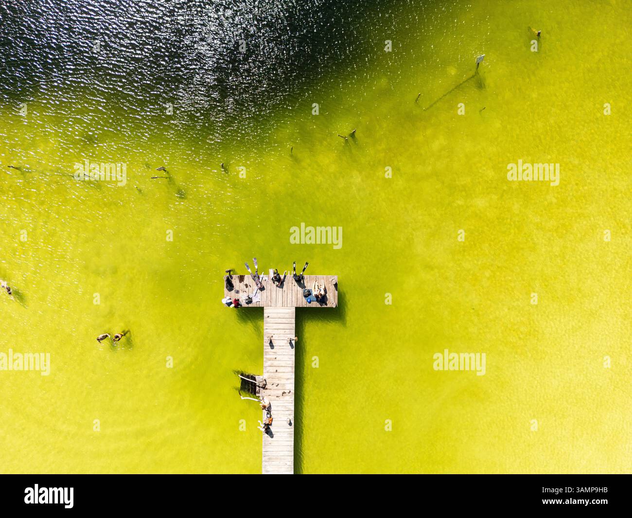Aerial View of a Jetty at Lagoon kaan luum, Tulum, Quintana Roo, Mexico ...