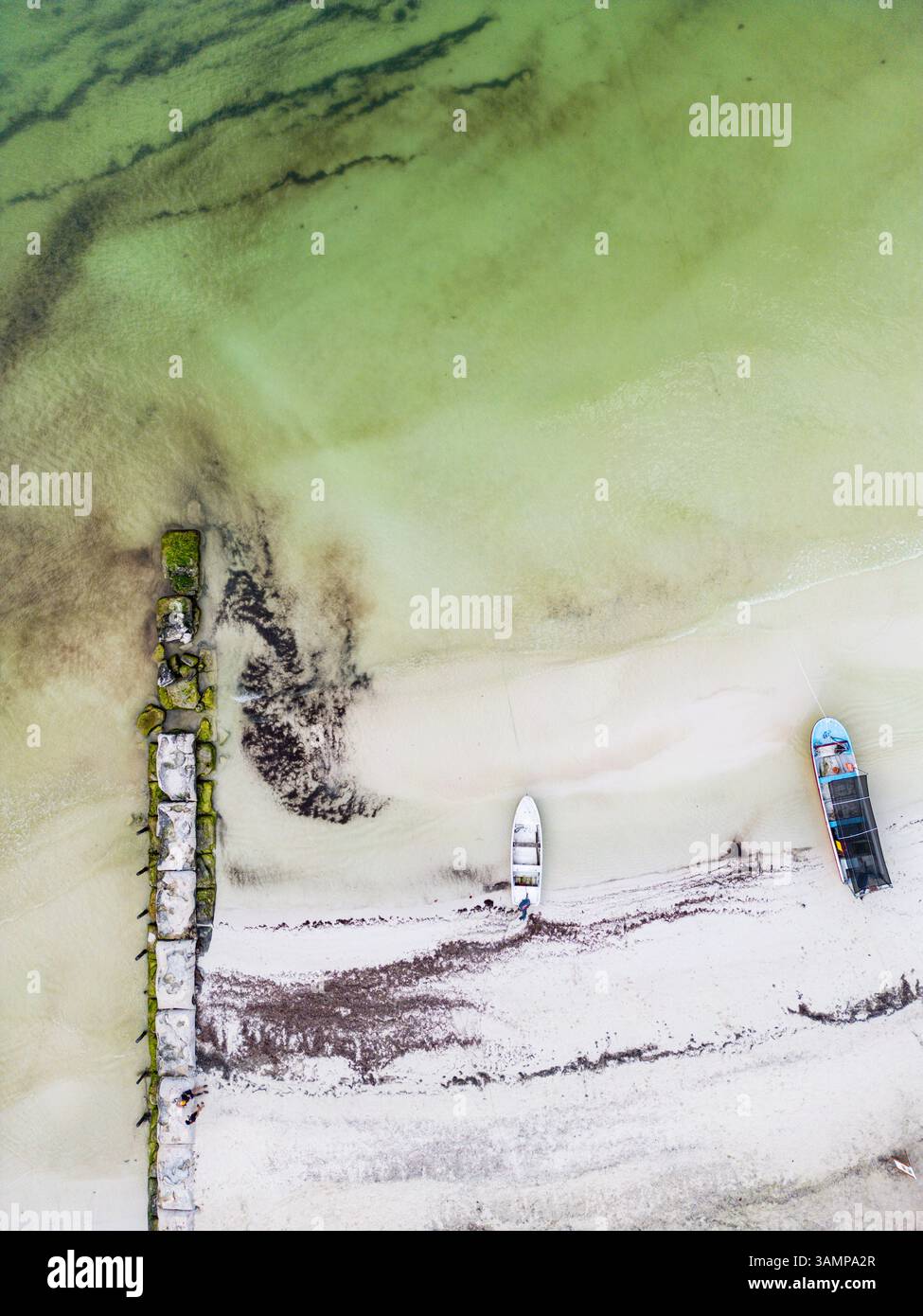 Aerial View of a Stone-Jetty in Holbox, Quintana Roo, Mexiko Stock ...