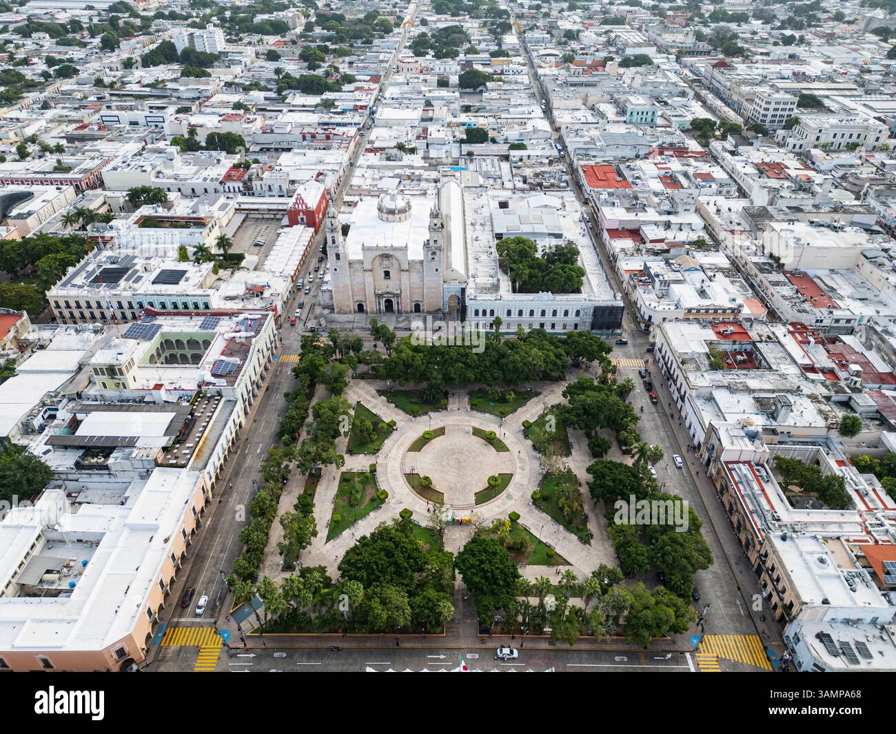 Aerial View of Plaza Grande, City Center of Merida, Yucatan, Mexico ...